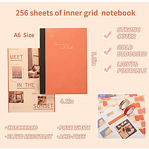 348 Pcs Scrapbooking Supplies Kit, Vintage Aesthetic Scrapbook Kit for Bullet Junk Journal, Stationery, A6 Grid Notebook, DIY Journaling Supplies, Birthday Craft Gift for Teen Girl Kid Women