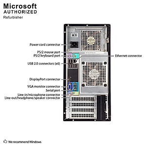 Dell Optiplex High Performance Desktop Computer Tower, Intel Quad Core i7 Processor up to 3.8GHz, 16GB RAM, 512GB SSD, DVD, WiFi, VGA, DP, Windows 10 Pro 64 Bit-Multi-Language En/Sp/Fr(Renewed)