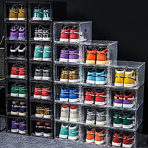 AOHMPT 36 Pack Shoe Organizer Stackable Shoe Box Foldable Storage Bins Shoe Container Box Large Size Shoe Bins