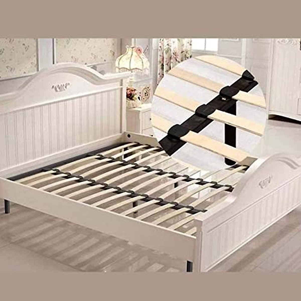 SmaUnicorn 20pcs 53.5-54.5mm Replacement Bed Slat Holders Kits Plastic Centre Caps or End Caps for Holding Securing Wooden Slats Bed Base(10pcs Centre Caps+10pcs End Caps)¡­