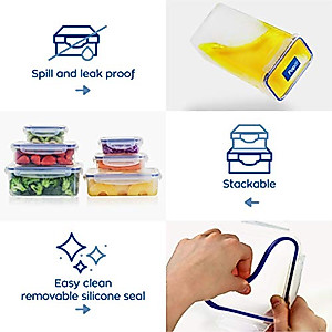 8 Clear Food Storage Containers Set, Microwave and Freezer Safe, Little Big Box, by Popit!