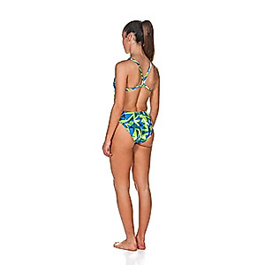 Arena Women's Standard Shattered Glass Challenge Back One Piece Swimsuit, Green/Blue, 26