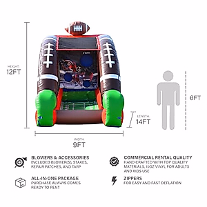 JumpOrange Inflatable Football Target Game (with Blower and Foam Football), Kids and Adults, Commercial Grade, Rental Game, Throwing Target Holes, Toss Game, Outdoor Indoor, 15oz PVC Vinyl, <90 LBS