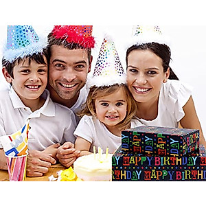 CAMKUZON Birthday Wrapping Paper with Cut Lines for Boys Girls Kids Men Women Baby Shower Party - 3 Large Sheets Rainbow Colored Happy Birthday Gift Wrap - 27 Inch X 39.4 Inch Per Sheet