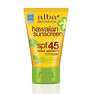 Alba Botanica Green Tea Hawaiian SPF 45 Sunscreen, 4 oz. (Pack of 2)