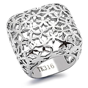 Marimor Jewelry High Polished 25mm Wide Square Stainless Steel 316 Fashion Ring Women's Size 10