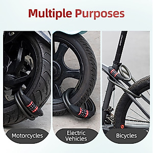 ROCKBROS Specialized Bike Lock Cable, 5 Digit Bike Lock Combination, 47 Inch Bike Wheel Lock, Master Lock Cable for Road Bike, MTB, Motorcycle, Stroller, Ladders, Gates