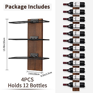 CBYJK Wine Rack Wall Mounted, Wall Wine Rack for 12 Wine Bottles, Wood Wine Racks for Wall, Wall Mounted Wine Rack for Bar, Cellars, Kitchen, Dining Room