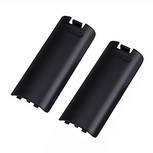 Trenro Wii Remote Controller Battery Cover, 2 Pack Back Cover Replacement for Nintendo Wii/Wii U Remote -Black