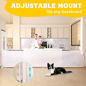 150 Inches Extra Wide Retractable Baby Gates, Baby Gates for Large Openings, Stairs, Hallways and Doorways, Dog Gates for The House Extra Large, Pet Gates for Dogs, Indoor/Outdoor Use, White