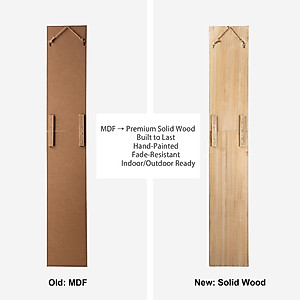 Glitzhome JKC01512B Wooden Welcome Sign for Porch Front Door Rustic Farmhouse Style Hanging Vertical Outdoor with Changeable Wreaths, 42"H, HOME