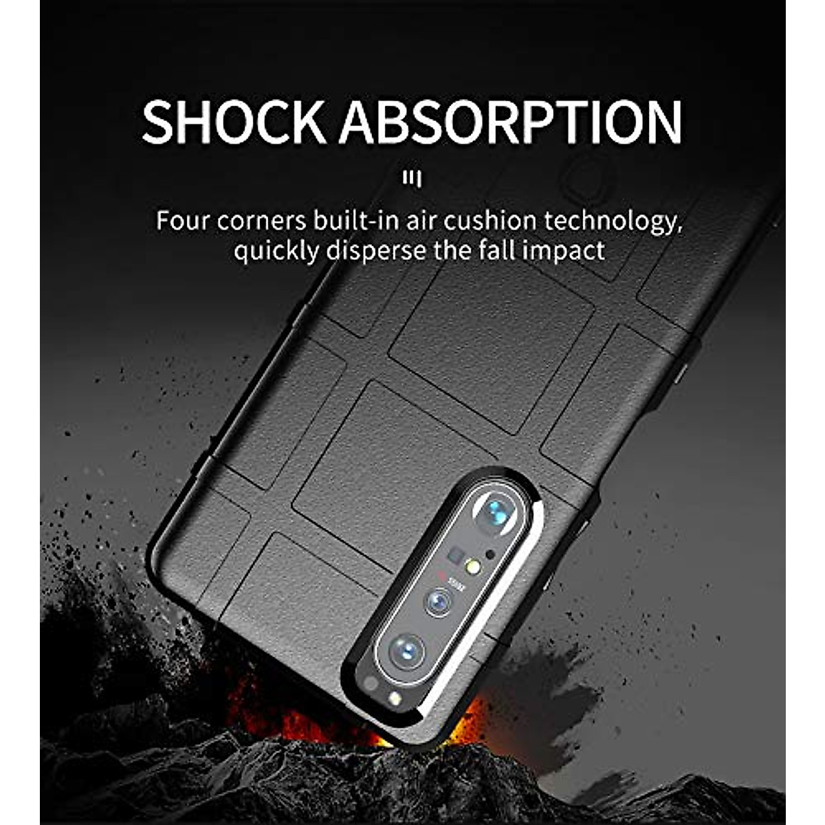 Ysnzaq Military Grade Durable Rugged Phone Case for Sony Xperia 1 III 6.5", Ultra Slim Soft TPU Shockproof Camera Protective Phone Cover for Sony Xperia 1 III HD Black