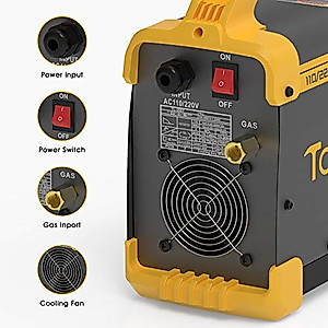 TOOLIOM 200A TIG Welder High Frequency TIG/Stick/Arc 2 in 1 IGBT Welder TIG Welding Machine & Premium Goatskin Tig Welding Gloves,Cuff Cowhide Split Leather,with Soft Lining,High-Dexterity (Large)