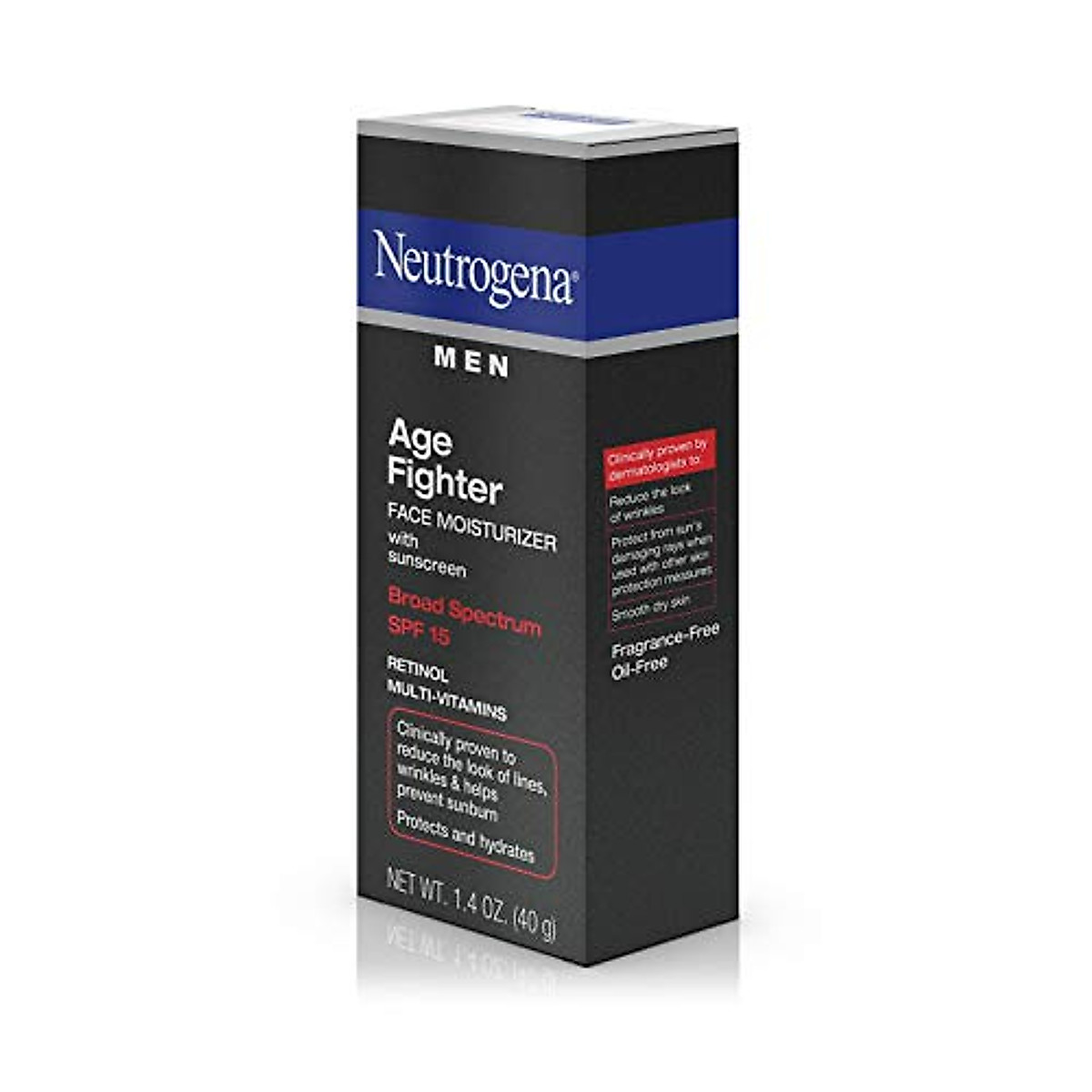 Neutrogena Age Fighter Anti-Wrinkle Retinol Moisturizer for Men, Daily Oil-Free Anti-Aging Face Lotion with Retinol, Multi-Vitamins, and Broad Spectrum SPF 15 Sunscreen, 1.4 oz