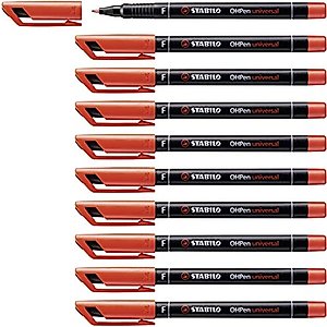 STABILO Overhead Pen OHPen universal - Permanent Fine - Pack of 10 - red