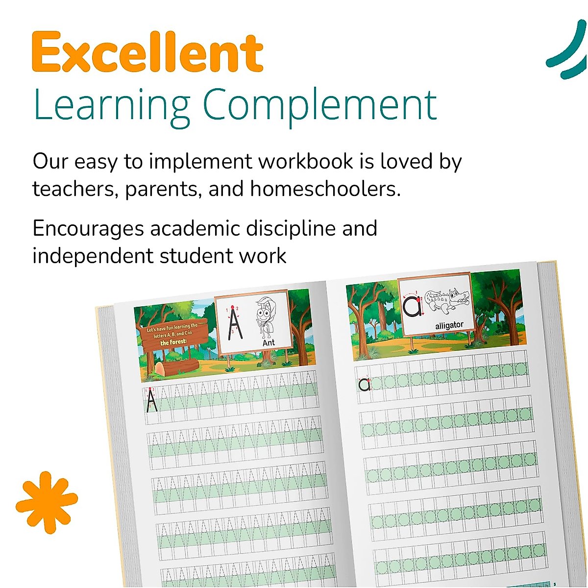 Channie's Alphabet Tracing & Writing Pad, Practice Visual Handwriting & Storytelling Workbooks, 80 Pages Front & Back, 40 Sheets, Grades PreK – 1st, Size 8.5” x 11” Summer School, Summer Bridge