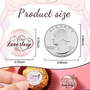Crtiin 504 Pieces Round Wedding Stickers Pink Wedding Candy Stickers Labels Wedding Chocolate Drop Kisses Sticker Bulk for Envelope Gift Wrapping Mini Decor Bridal Shower Party Supplies