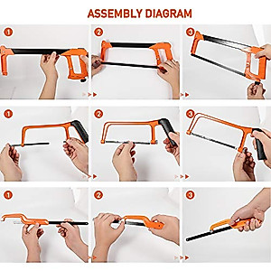 Hacksaw Set, Steel Saw 12 inch with Replaceable Saw Blades and Metal Miter, 3pcs Handsaws (Hacksaw Frame, Mini Hacksaw, Junior Hacksaw) for Wood