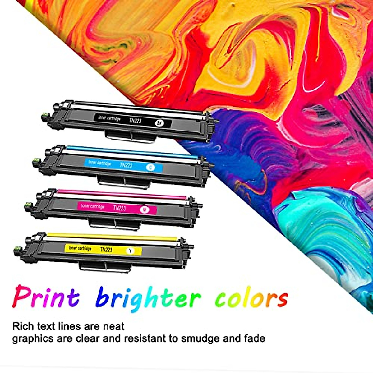 TN223 BK/C/M/Y Toner Cartridge 4 Pack (with chip): Compatible TN223 TN-223 Replacement for Brother MFC-L3770CDW L3710CW L3750CDW HL-3210CW 3230CDW 3270CDW 3290CDW DCP-L3510CDW L3550CDW Printer