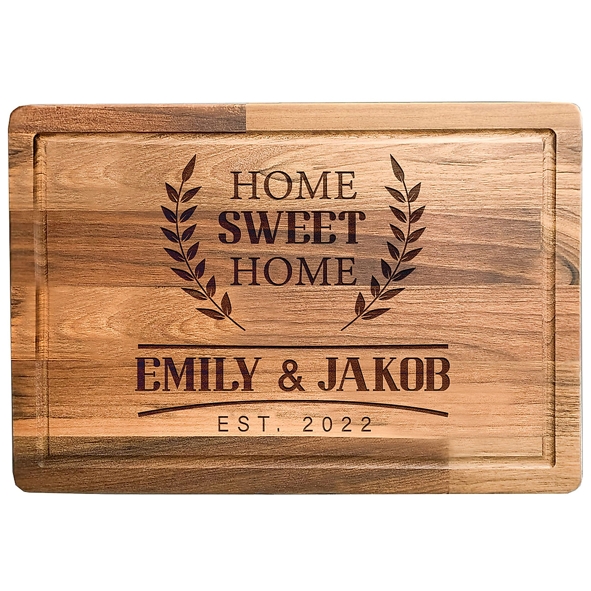 Customized New Home Housewarming Gift, Home Owner Couple Gift Ideas, Personalized Home Sweet Home Bamboo Cutting Board Present for First Home Buyer, Real Estate Engraved Gifts for New Home Buyer Gift