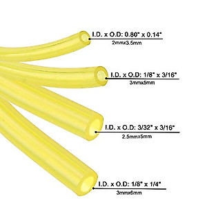 Dalom 4 Sizes 4 Feet Long Fuel Line Fuel Hose Fuel Tube I.D x O.D 1/8" x 3/16" 3/32" x 3/16" 1/8" x 1/4" 0.08" x 0.14" for Poulan Homelite Craftman Chainsaw String Trimmer Chiansaw Blower