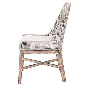 MAKLAINE Rope Dining Side Chair in Taupe and White (Set of 2)