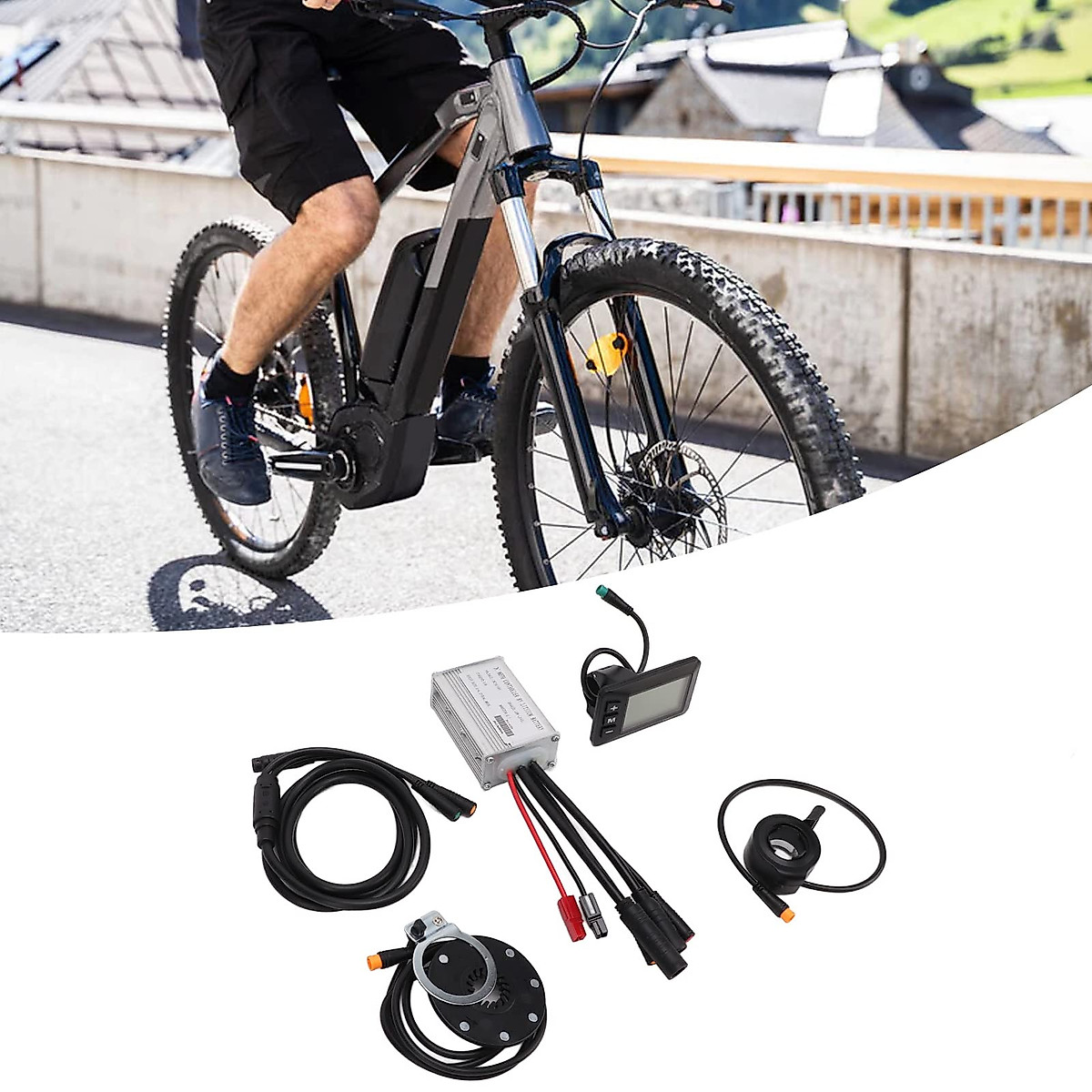 VGEBY Electric Bike Conversion Kit, Electric Bike Motor Controller 15A Common Speed Controller 36V 48V with GD01 Panel 1 to 2 Cable Fully Waterproof Kit