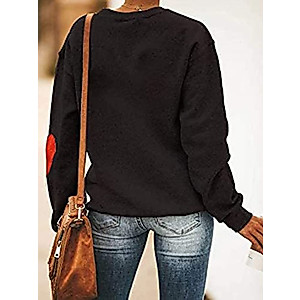 Ykomow Valentines Day Shirts Women Plaid Love Heart Valentines Day Sweatshirts Raglan Tops (L, Black)