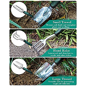 FiveJoy Garden Tool Set, 11 Piece Aluminum Alloy Hand Tool Starter Kit with Garden Bag, Outdoor Tool, Heavy Duty Gardening Work Set with Ergonomic Handle, Gardening Tools-Gift for Women and Men