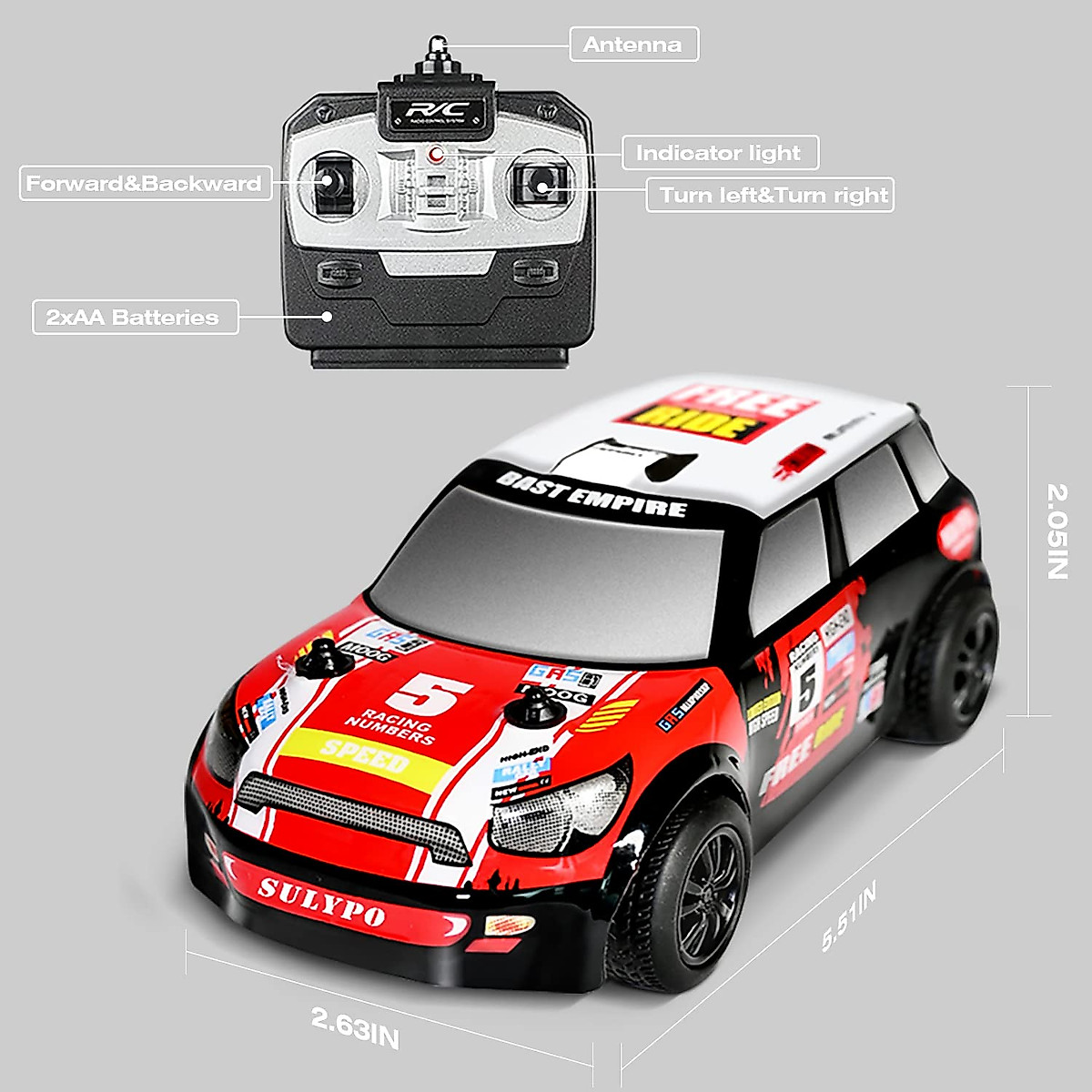 Fast Tiny Remote Control Racing Car Model, Good Looking,Quick Getting Around Super Well Made Nicely Printed and Durable for Kids(Racing)