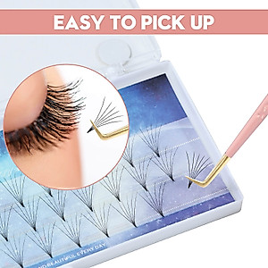 Ms.Queen Lash Extension Tweezers,Diamond Grip 90 Degree False Lashes Tweezers 3D 6D Mink Eyelash Make Fans