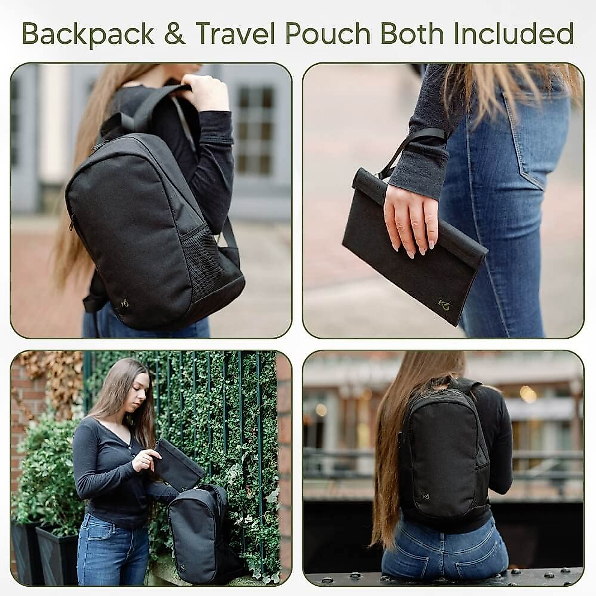 KEEP6 Backpack and Bag Set - Smell Proof with Lock for Men, Women, Kids, includes Minimalist Small Travel Odor Proof Bag, fits iPad and Macbook Air Laptop up to 13.3"