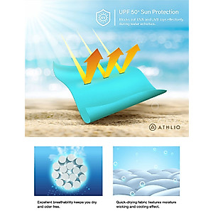 ATHLIO Women's UPF 50+ Rash Guard, Short Sleeve Surfing Swimsuit Top, UV/SPF Active Water Beach Swim Shirts, Wave Aqua, X-Large