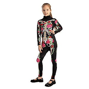Spooktacular Creations Child Girl Floral Skeleton costume (Medium (8-10 yr))