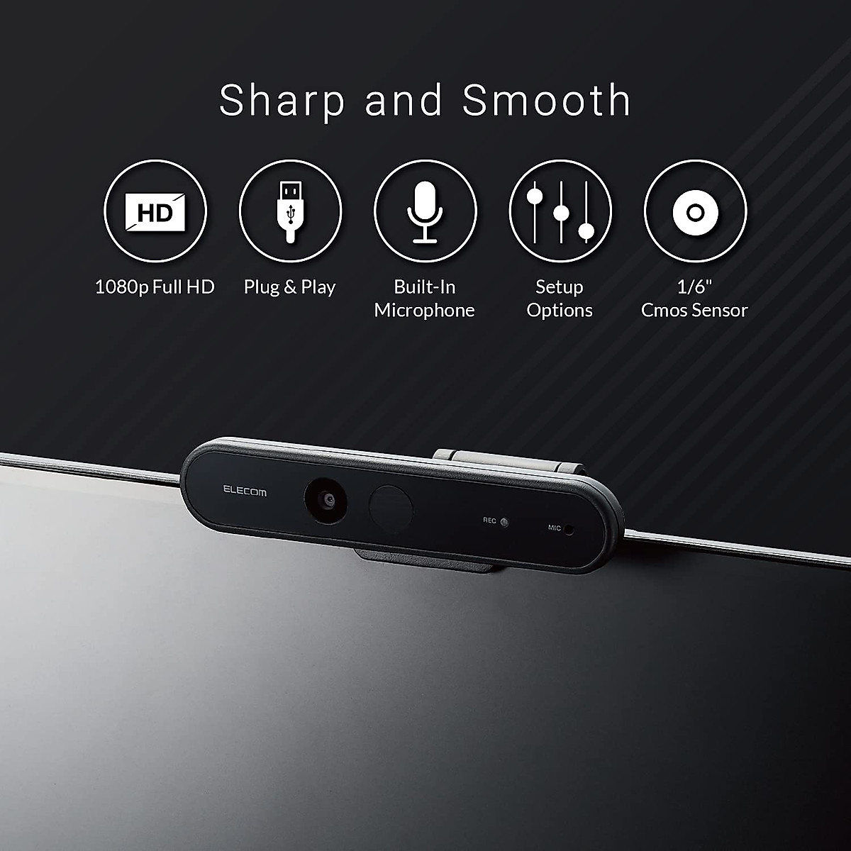 ELECOM Facial Recognition Webcam, Windows Hello Full HD 1080P 30FPS, Streaming, Compatible with Windows 11, Windows 10, Easy Login for Desktop & Laptop (UCAM-CF20FBBK)