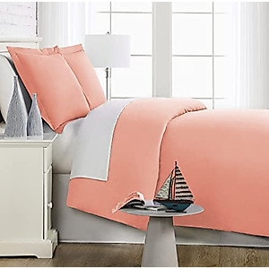 Premium Quality, Soft, Wrinkle, Fade, & Stain Resistant, Easy Care, Oversized Duvet Cover Set, King / California King, Light Peach