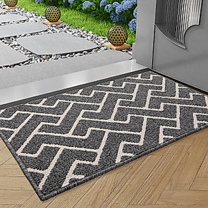 hicorfe Indoor Doormat,Front Back Door Mat Rubber Backing Non Slip Door Mats,20"x31.5" Low-Profile Absorbent Resist Dirt Entryway Doormat Inside Floor Mats Entrance Washable (Grey)