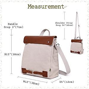 TSD The Same Direction Cooper Canvas Leather Backpack Convertible Crossbody (Ivory)