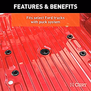 CURT 16037 Q24 5th Wheel Hitch, 24,000 lbs, Select Ford F-250, F-350, F-450, 8-Foot Bed Puck System , Black