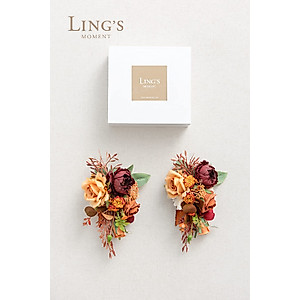 Ling's Moment 2pcs Homecoming Wedding Shoulder Corsage Artificial Flowers, Girl/Mother Prom Corsages Wristlet Décor, etc. Burnt Orange Terracotta