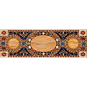 Pietra Dura Black Marble Inlay Rectangular 48" x 24" Inch Coffee Table Top, Stone Inlaid Top for Wall Decor, Breakfast Table Top, Living Room Furniture, Piece Of Conversation, Family HeirLoom