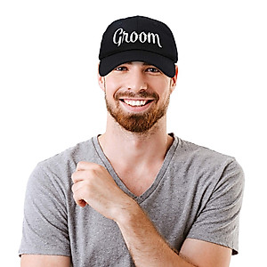 DALIX Bride Groom Dad Hats Baseball Caps Newlywed Wedding Party Gift White-Black