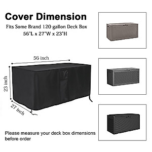 Jungda Patio Deck Box Cover 120 Gallon,Outdoor Storage Deck Box, Waterproof Outdoor Storage Box Cover Furniture Cover - 56 x 27 x 23 Inch