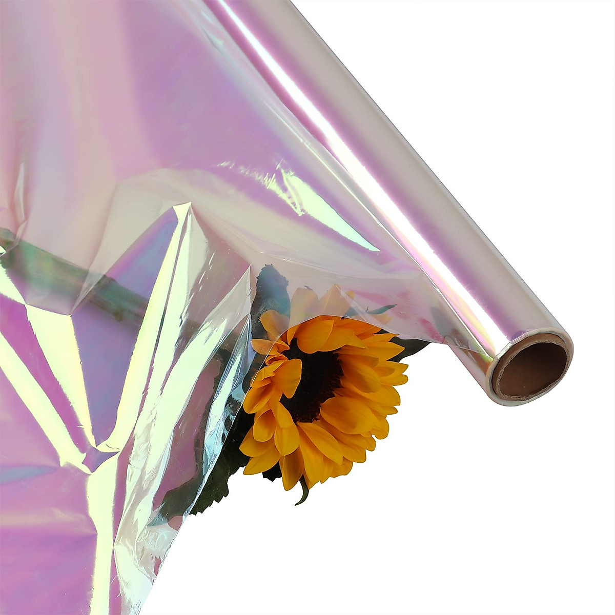 HOEAZGIF Clear Cellophane Wrap Roll 34'' x 131'ft Gift Cellophane Wrap,White Dot Clear Cellophane Wrapping Paper,3 Mil Thick Clear Wrap Cellophane Roll for Basket-Flower-Gift…