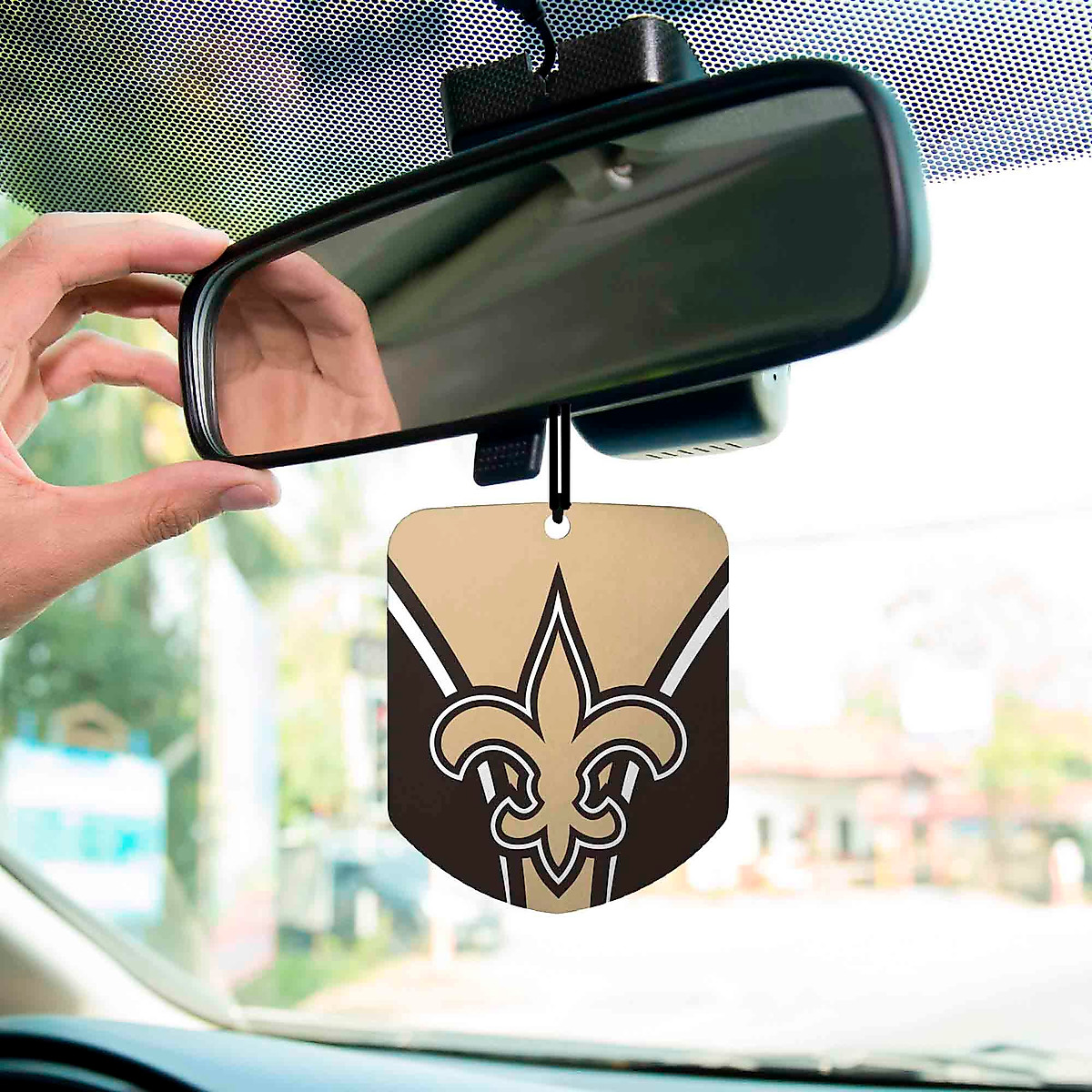 FANMATS 61578 NFL New Orleans Saints Hanging Car Air Freshener, 2 Pack, Black Ice Scent, Odor Eliminator, Shield Design with Team Logo