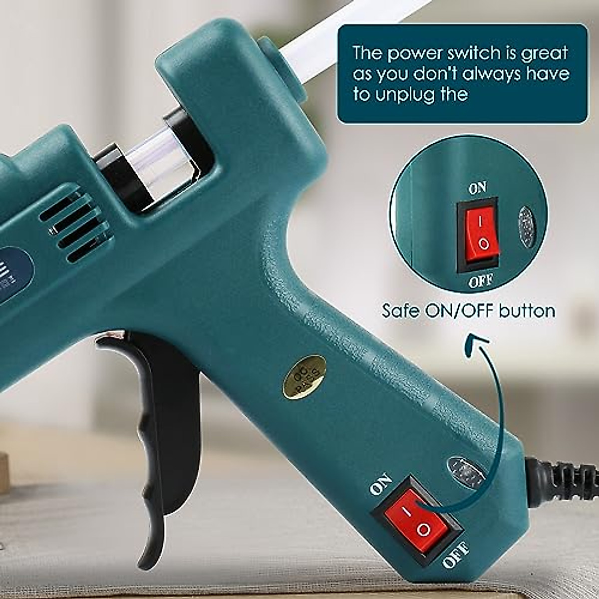 Hot Glue Gun Kit Glue Gun - MAXDONE Craft Glue Gun Full Size(Not Mini) Glue Guns Heavy Duty Hot Glue Gun with 12pcs Glue Sticks(0.43'' x 8") 100w for DIY Art