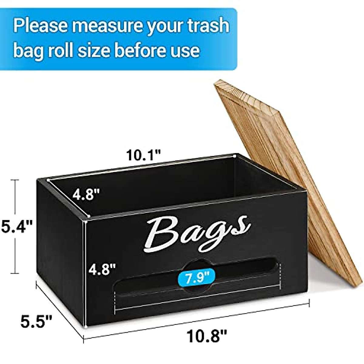 Rustic Grocery Bag Holder Wall Mounted,Trash Bag Holder with Lid, Trash Bag Roll Holder for Plastic Bags, Trash Bag Dispenser Garbage Bag Dispenser for Home & Kitchen Organization