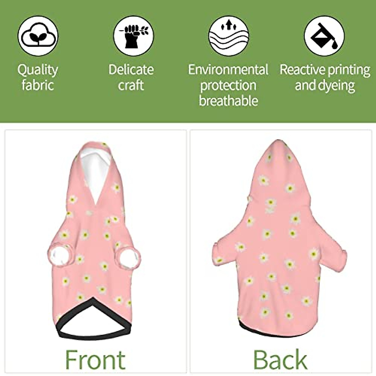 Small Pet Sweaters with Hat Summer-Pink-Daisy Cat Puppy Hoodie Pet Hooded Coat Large