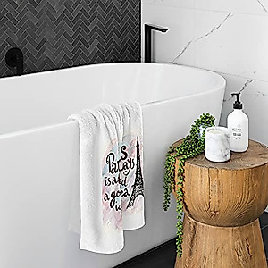 ALAZA Paris Always Good Idea Eiffel Tower Towels 100% Cotton Hand Towel for Bathroom 16 x 30 inch, Absorbent Soft & Skin-Friendly, 2 pack
