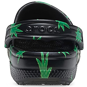 Crocs Unisex Classic Hemp Leaf Clogs, Half Baked and Weed Graphics, Black, Numeric_6 US Men